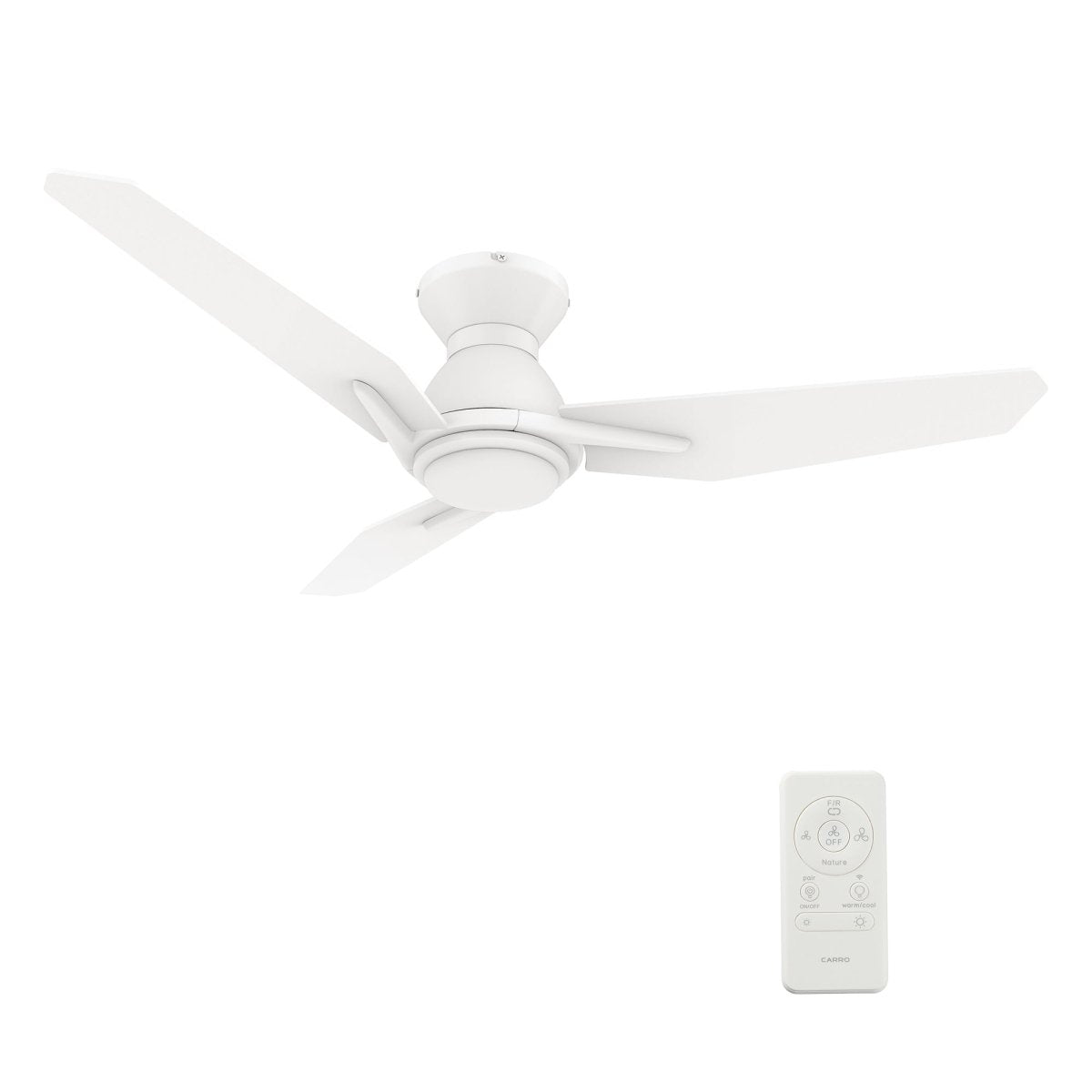 CALEN 48 inch 3-Blade Flush Mount Smart Ceiling Fan with LED Light & R