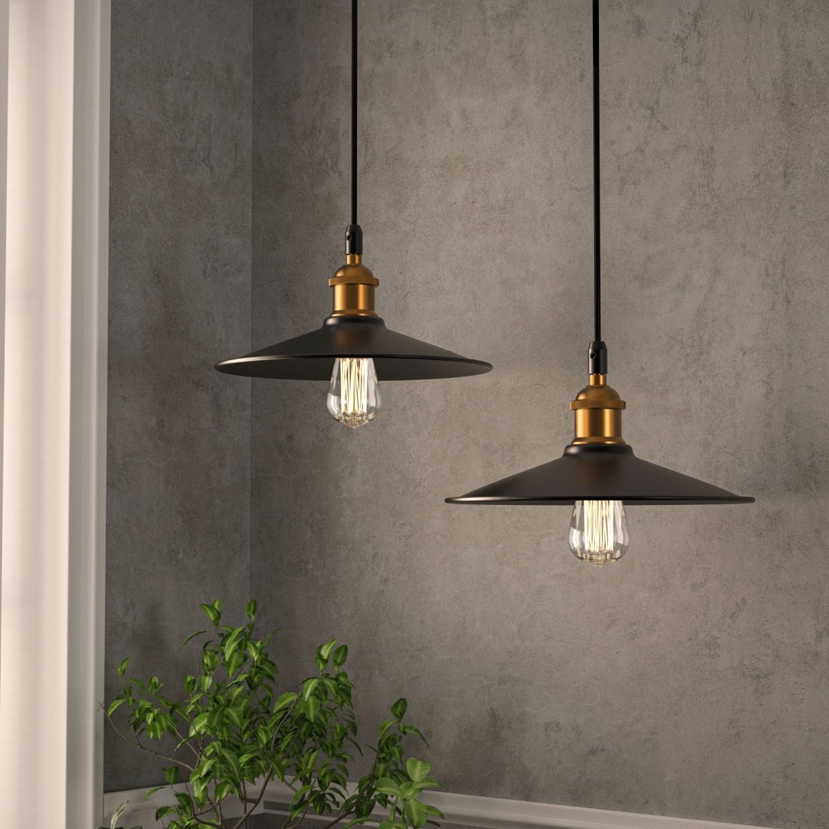 Industrial Style Matte Black Pendant Light Fixture E26 Base Antique