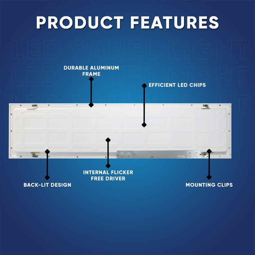 1-ft x 4-ft LED Panel Light 20/30/40 Watt Adjustable, 4000K/5000K/6500
