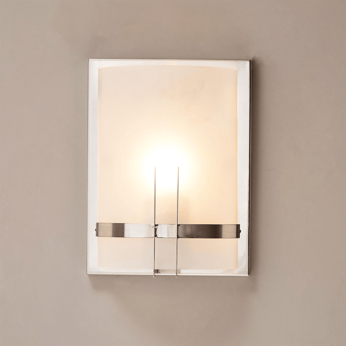 1-Light, Decorative ARC Wall Sconce Fixture, Brushed Nickel Finish wit