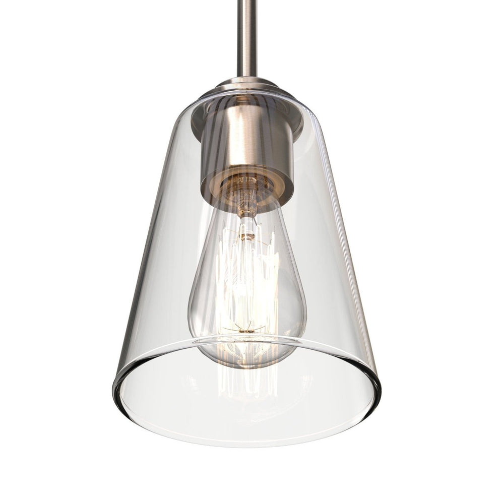 1-Light Flared Shape Pendant Lighting Fixture with Clear Glass Shade,