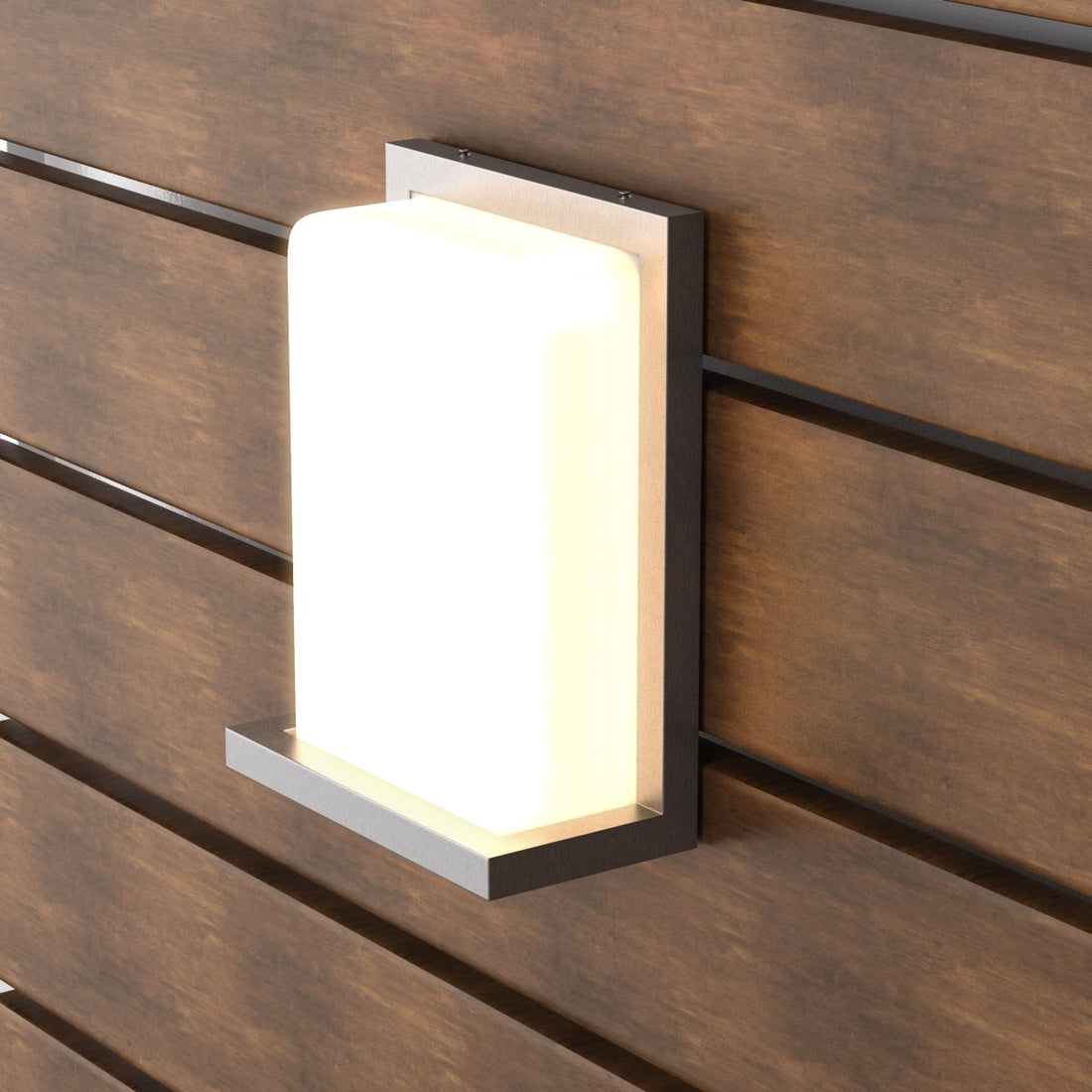 12W Rectangle Shape LED Outdoor Wall Sconce, Painted Silver Finish, Wh