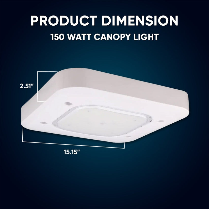 150W LED Canopy Light, 15600LM, 5700K, UL, Damp/Wet Locations, For Gas