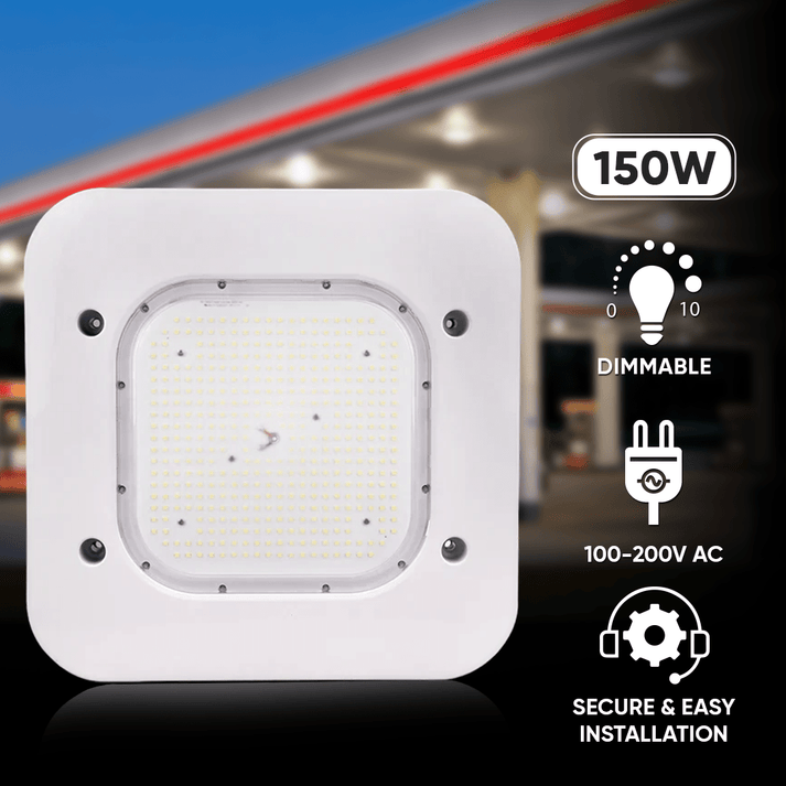 150W LED Canopy Light, 15600LM, 5700K, UL, Damp/Wet Locations, For Gas