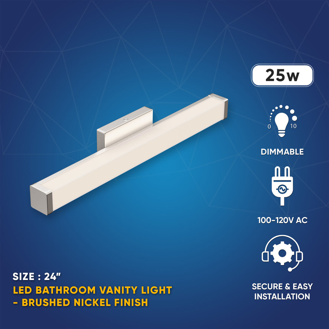 Bathroom Light Fixtures, Wall Mount, 24 inch/36 inch/48 inch, ETL List