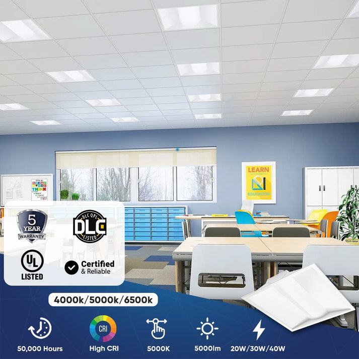 LED Center Basket Troffers 2X2 30W 5000K Dimmable - LEDMyplace