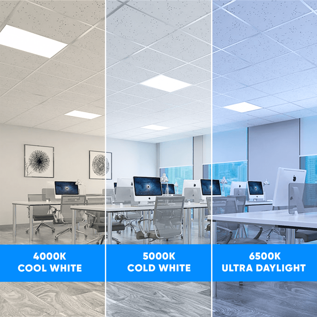 2-ft x 2-ft LED Panel Light 20/30/40 Watt Adjustable, 4000K/5000K/6500