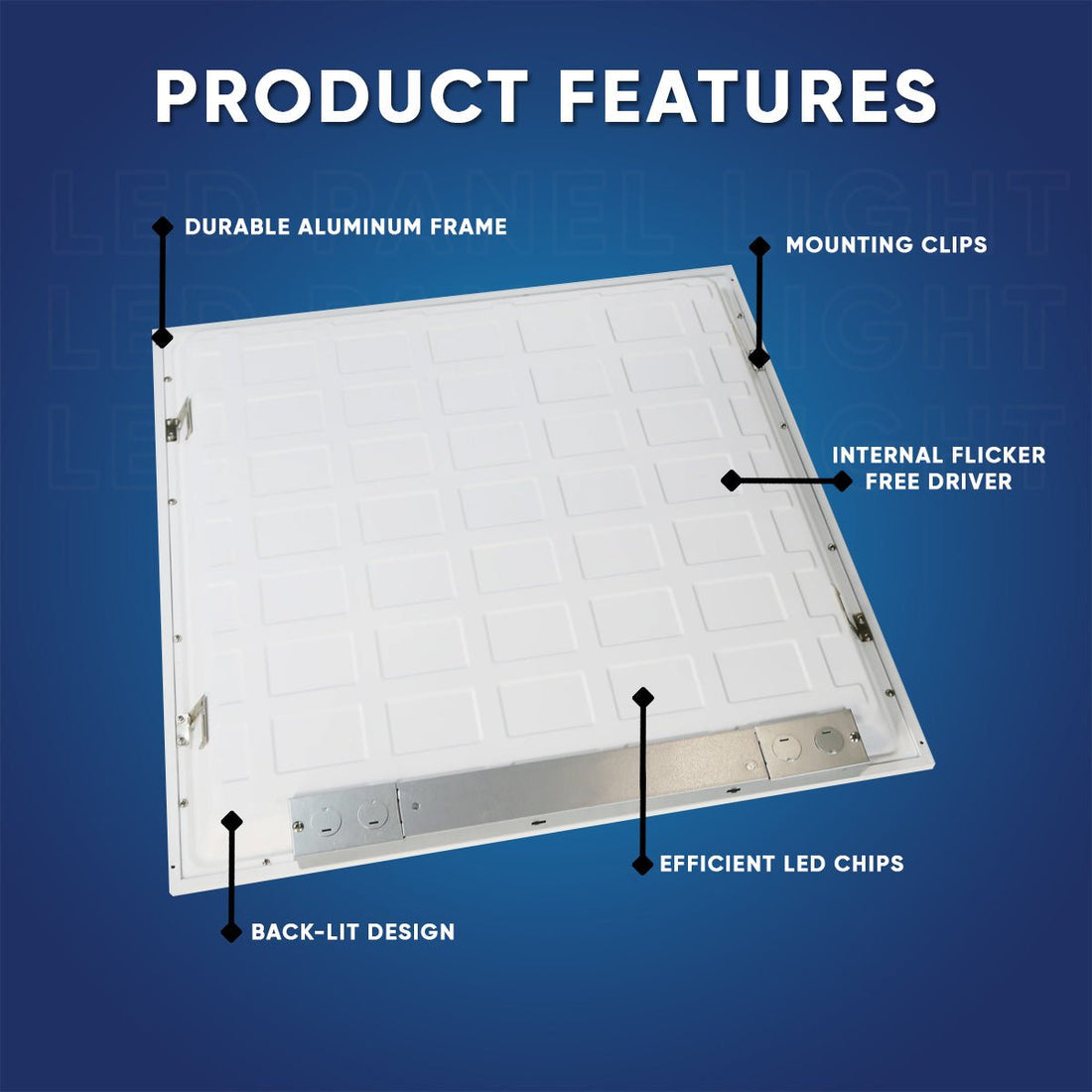 2-ft x 2-ft LED Panel Light 20/30/40 Watt Adjustable, 4000K/5000K/6500