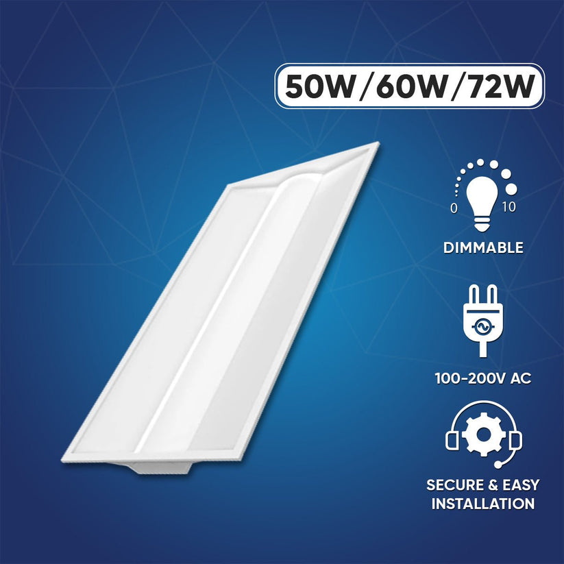 2x4 LED Troffer Light, 50W, 5000K, Dimmable Panel Light
