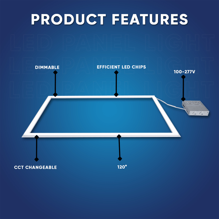 2 ft. x 4 ft. LED T-Bar Panel Light, 40W/50W/60W Wattage Adjustable, 3