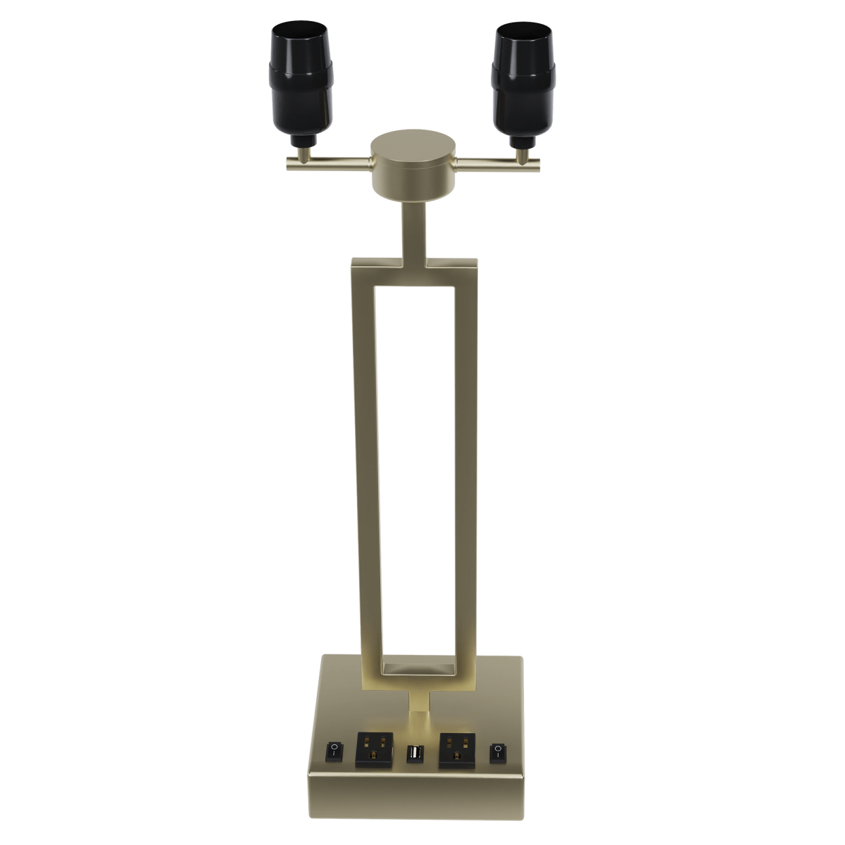 2-Light Bedside Table Lamp With 1-USB Charging Port, 2-Switches, 2-out