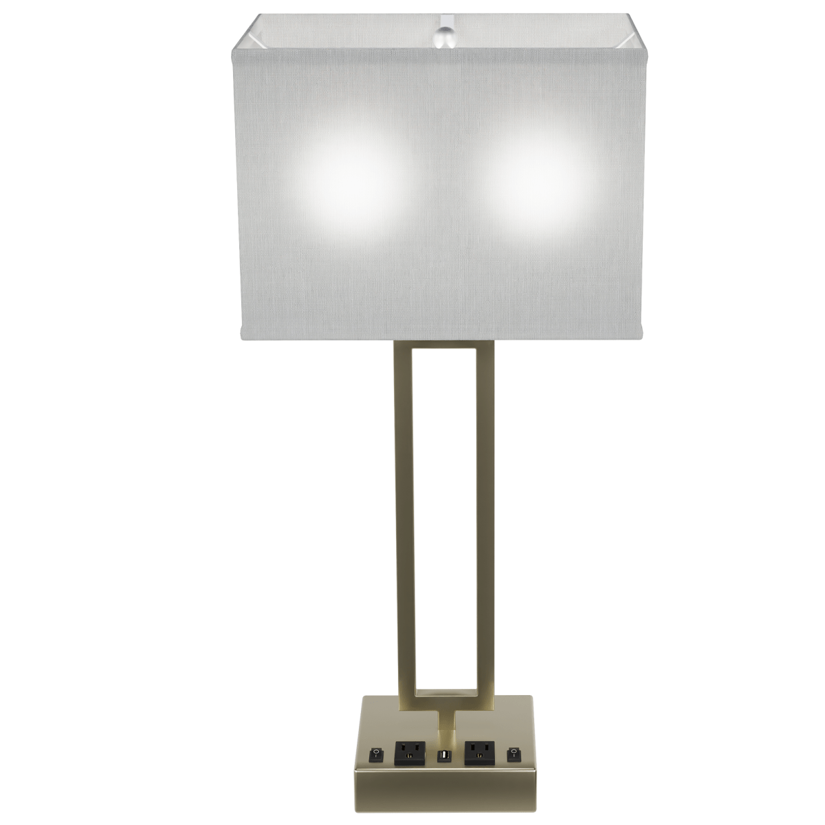 2-Light Bedside Table Lamp With 1-USB Charging Port, 2-Switches, 2-out