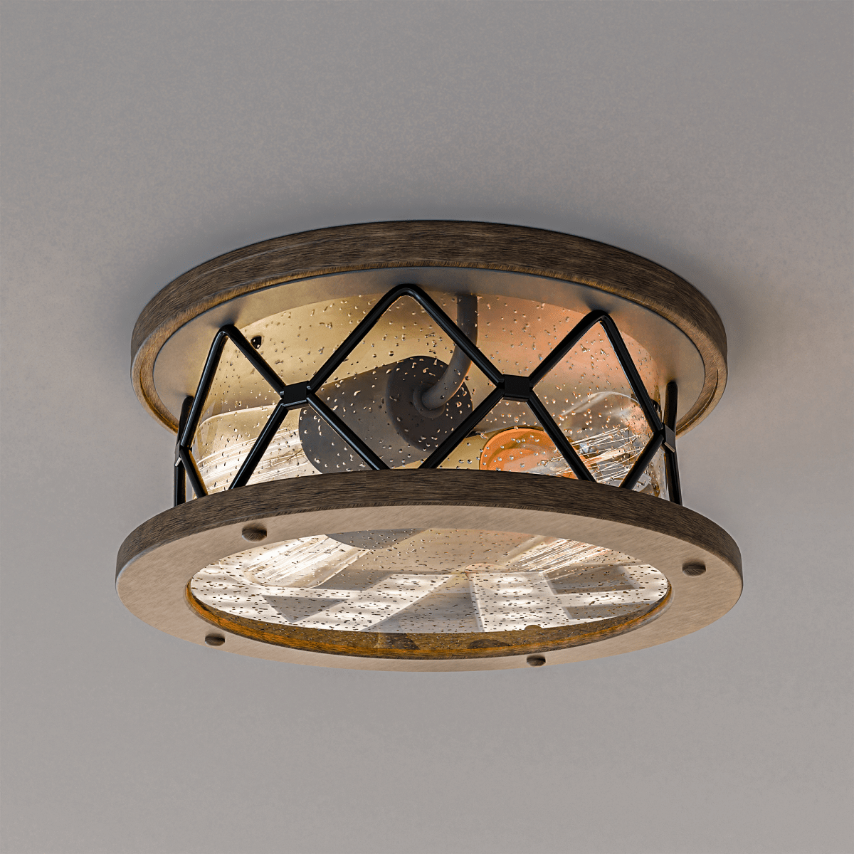 2-Light Flush Mount Ceiling Light - Modern Industrial Ceiling Light Fi