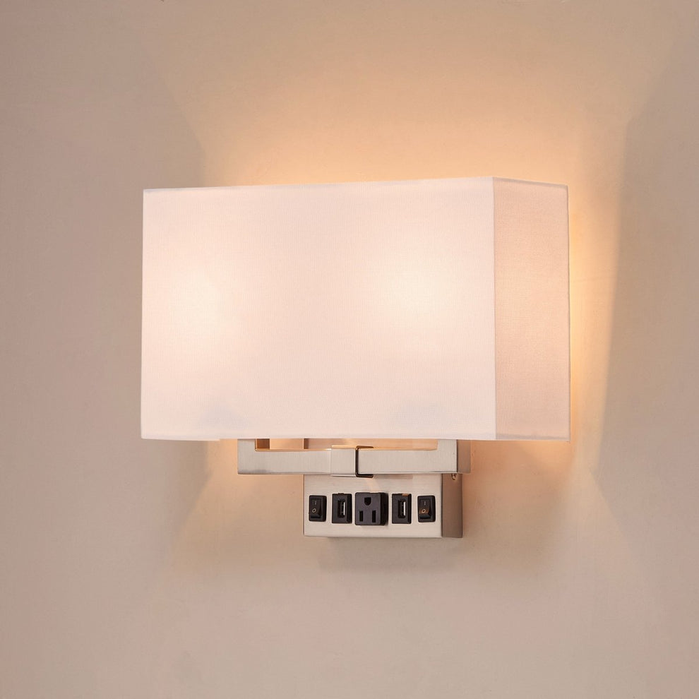 2-Light, Wall Sconce for Bedroom with 2 Switch, 2 USB, 2 Type C & 1 Ou