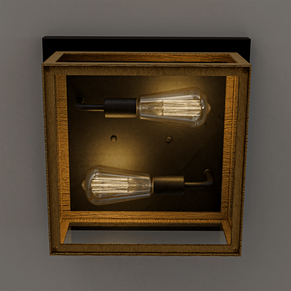 2-Light Wood Frame Flush Mount Ceiling Light