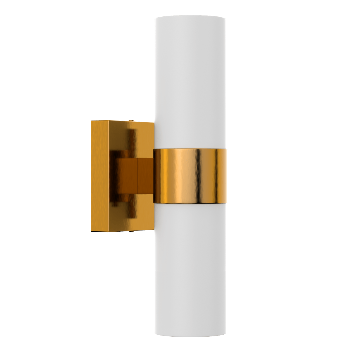 2-Lights, Wall Sconce with White Glass Shade, Brushed Brass Finish, Di