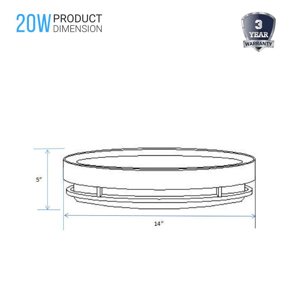 20W LED Flush Mount Ceiling Light, CCT Changeable (3000/4000/5000K), 1