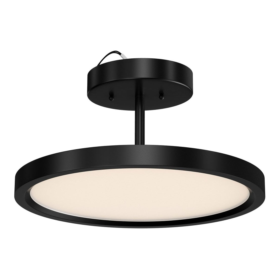 28W Round Shape LED Semi Flush Mount Ceiling Lights, Matte Black Finis