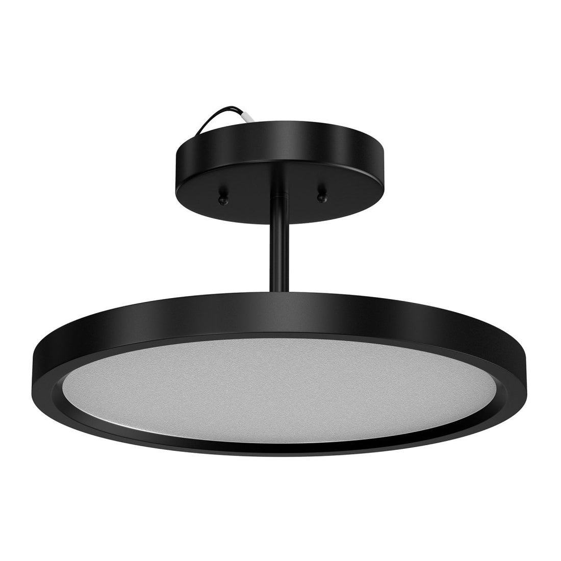 28W Round Shape LED Semi Flush Mount Ceiling Lights, Matte Black Finis