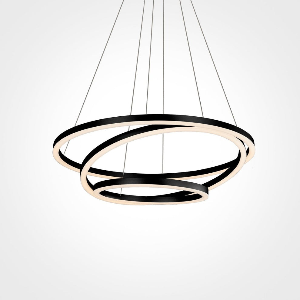 3-Ring LED Light Circular Chandelier, 102W, 3000K, 4335LM, Matte Black