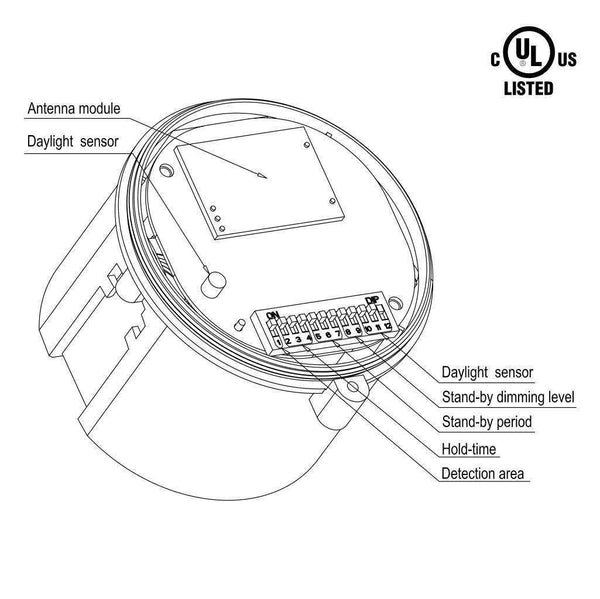 360° 3 Step Dimming Motion & Daylight Sensor for Linear High bay - 49f