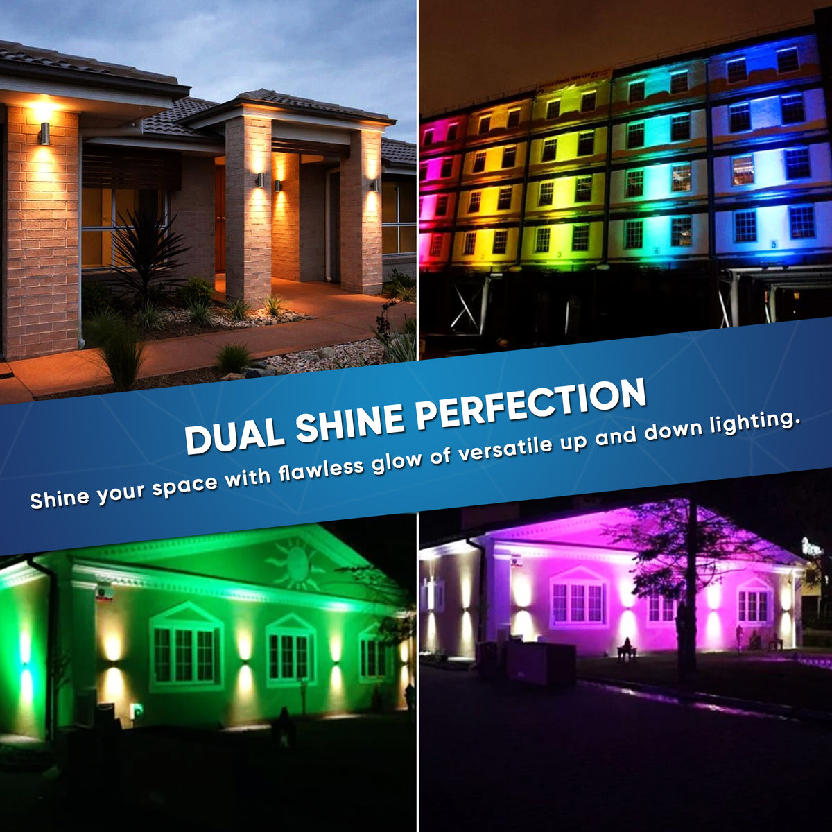 LED Outdoor Up & Down Lights With Remote, RGBW, Cylinder, 36WX2, AC100