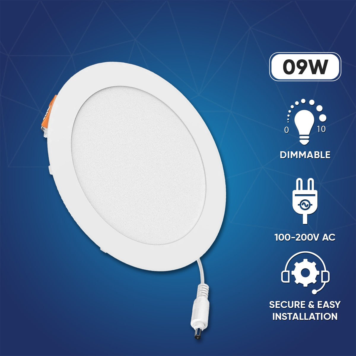 4" 9W LED Slim Panel Recessed Ceiling Light With Junction Box