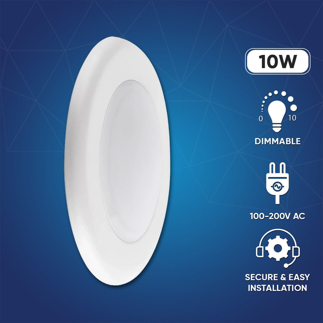 4 Inch Ultra Thin LED Downlights, Surface Mount Disk Light, Round, 10W