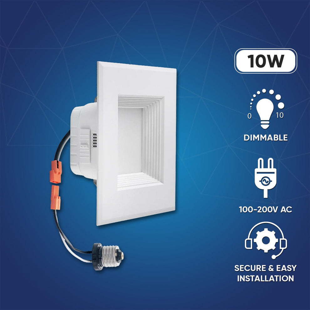 4" Square LED Downlight, 10W, 5CCT Changeable: 2700K/3000K/3500K/4000K