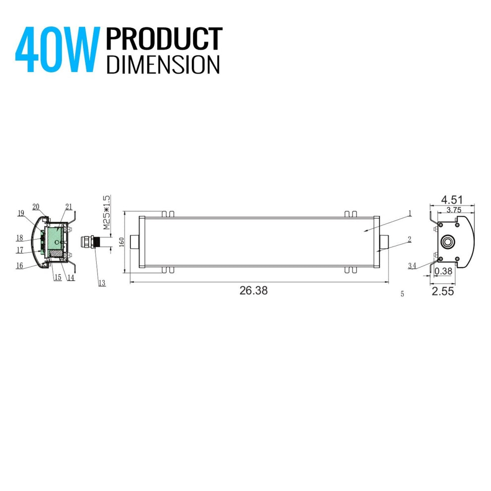 40 Watt 2FT LED Explosion Proof Low Bay Linear Light, FLF Series, 0-10