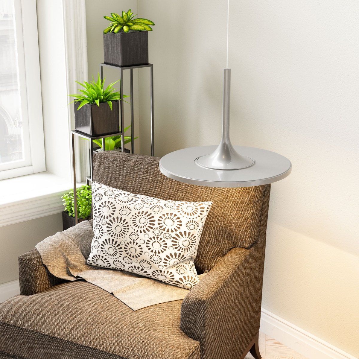 41W Round Plate Pendant Light, 3000K, 2225LM, Diameter 17.3" x 55"H, D