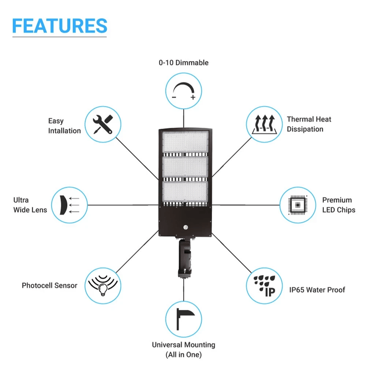450W LED Pole Light with Dusk to Dawn Photocell, 5700K, AC120-277V, Un