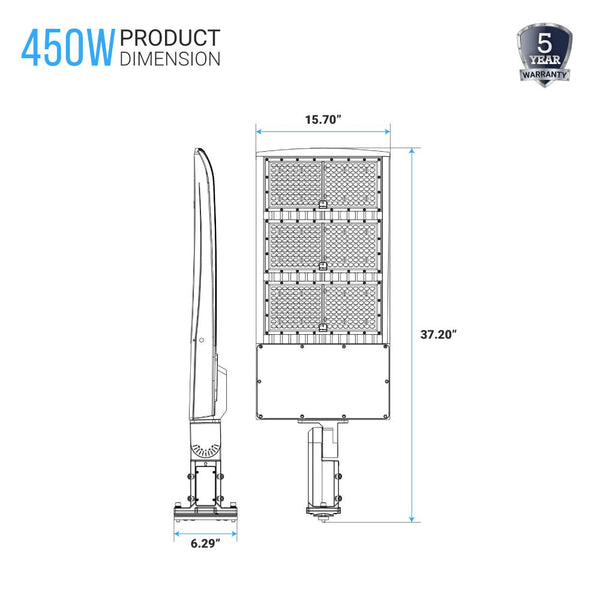 450W LED Pole Light with Dusk to Dawn Photocell, 5700K, High Voltage A