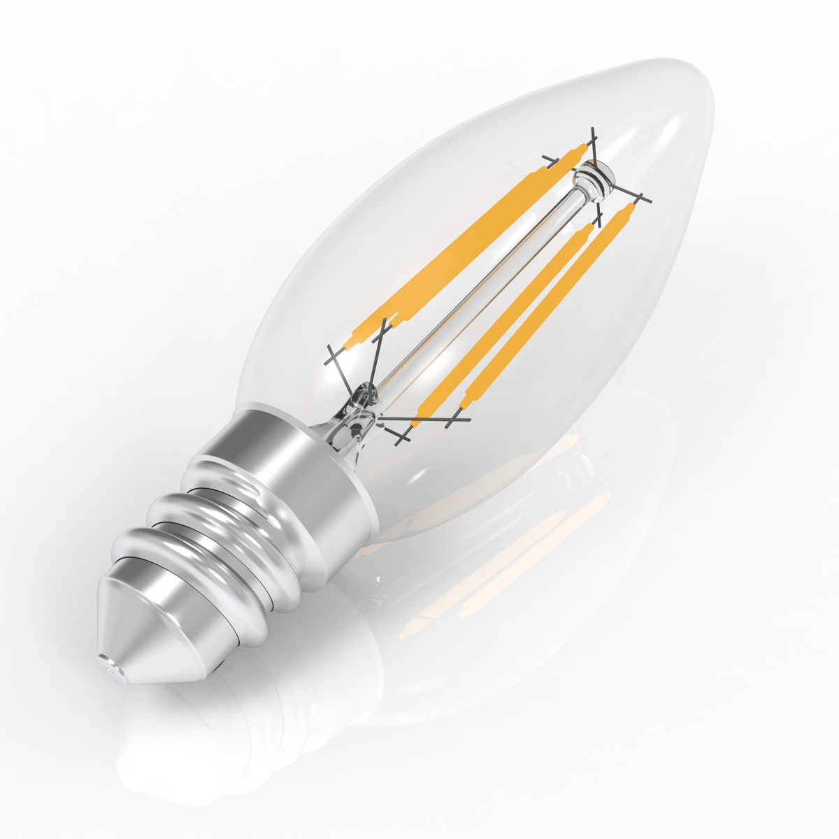 4W Filament LED Bulb, 2700K, 360LM, 120V/60Hz, 4short filament, E12 Ba