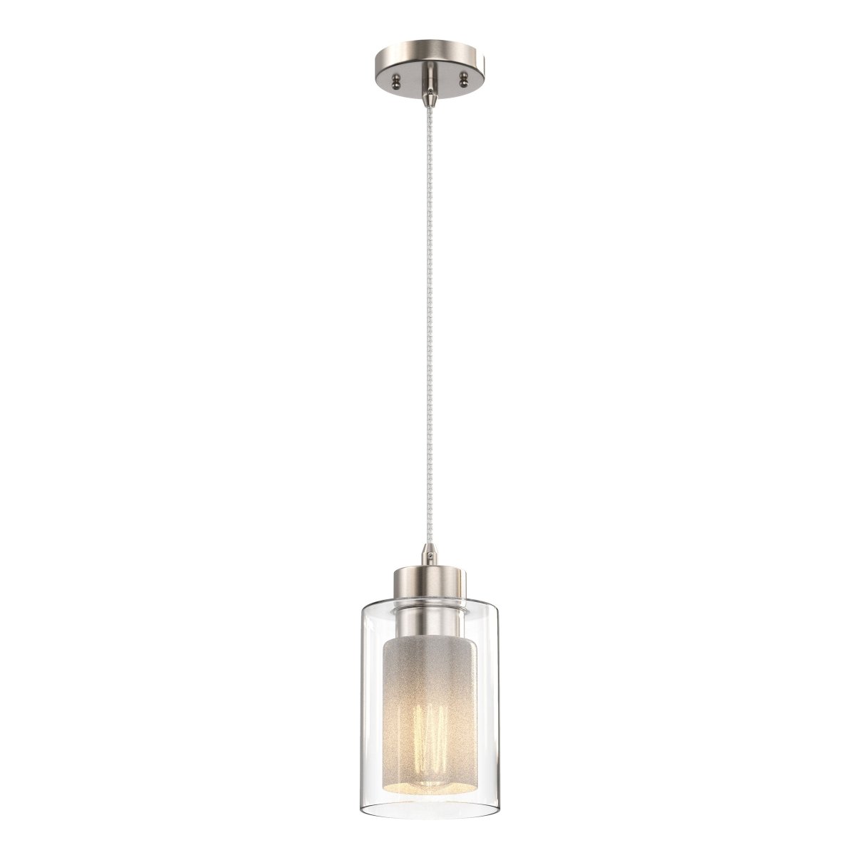 8W Cylinder Shape LED Pendant Light, Brushed Nickel Finish, 4000K (Coo