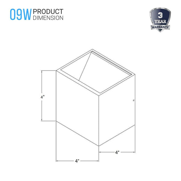9W Square Shape LED Wall Sconce, 3000K Warm White, 500LM, Clear Glass,