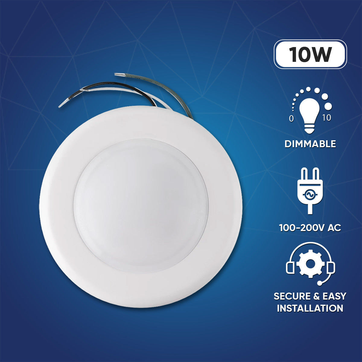 4" LED Disk Downlight, 10W, 5CCT Changeable: 2700K/3000K/3500K/4000K/5