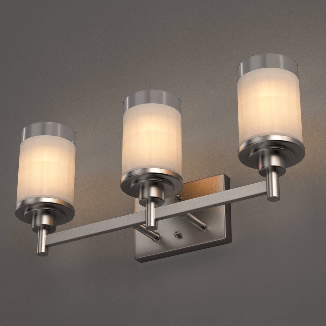 Cylinder Shape Bathroom Light Fixtures with Frosted Glass Shades, 2-Li