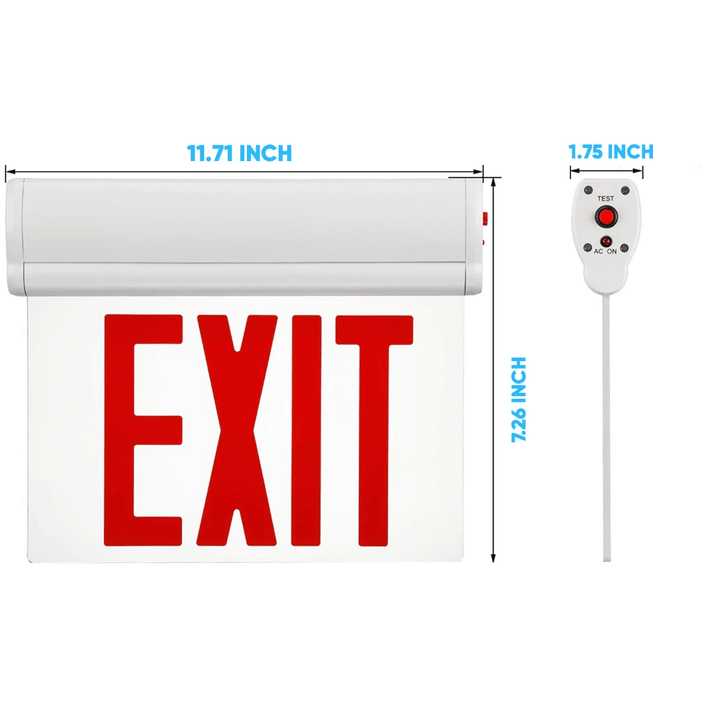 Edge Lit Red LED Exit Sign, 3W , Red, UL,CUL Listed, AC120-277V, Surfa
