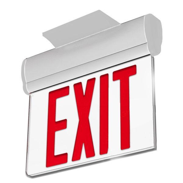 Edge Lit Red LED Exit Sign, 3W , Red, UL,CUL Listed, AC120-277V, Surfa