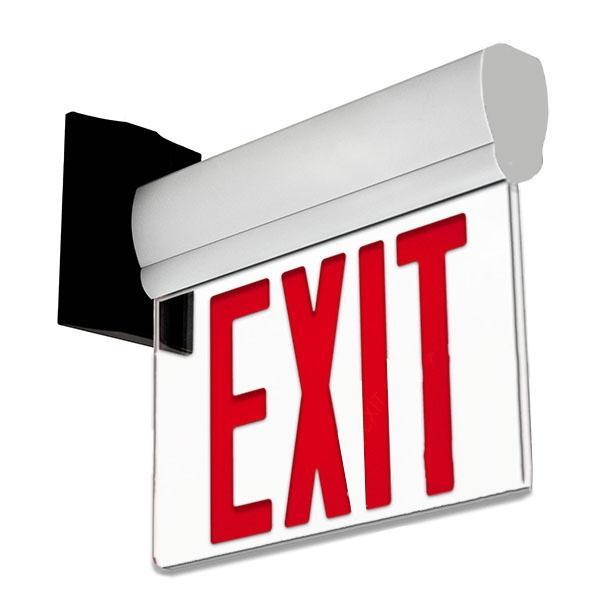 Edge Lit Red LED Exit Sign, 3W , Red, UL,CUL Listed, AC120-277V, Surfa