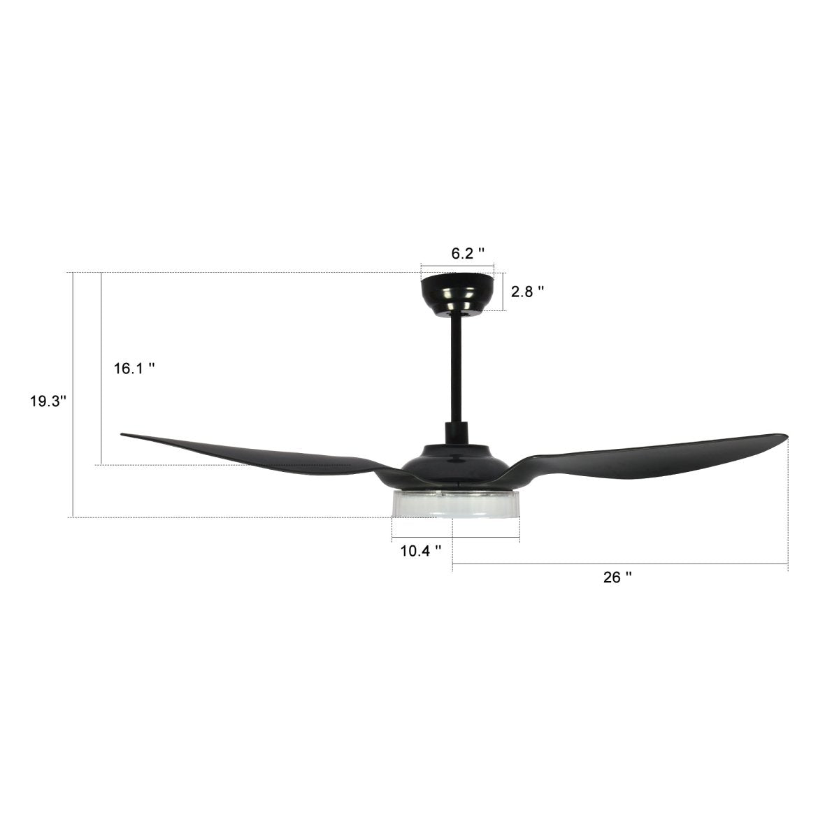 FLETCHER 52'' 3-Blade Smart Ceiling Fan with LED Light & Remote