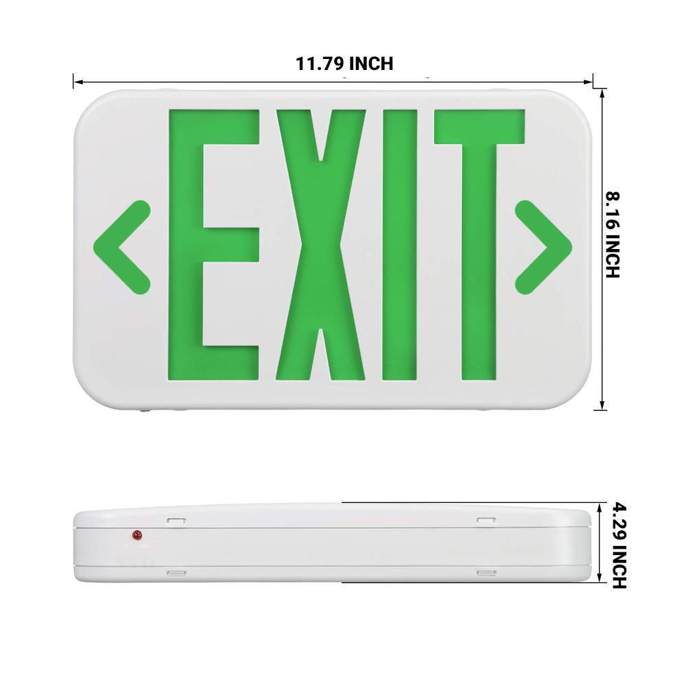 Green LED Exit Sign, Double Sided, 4W, UL,CUL, AC 120V-277V, 90-min Ba