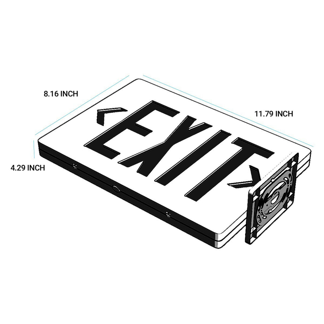 Green LED Exit Sign, Double Sided, 4W, UL,CUL, AC 120V-277V, 90-min Ba