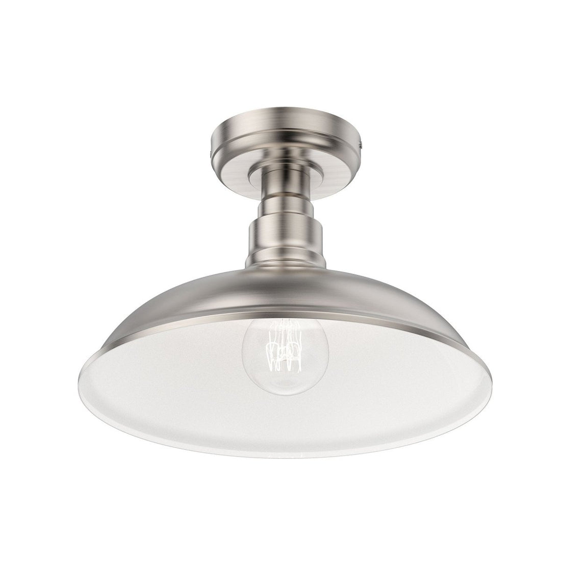 Industrial Style Brushed Nickel Semi Flush Mount Ceiling Fixture, E26