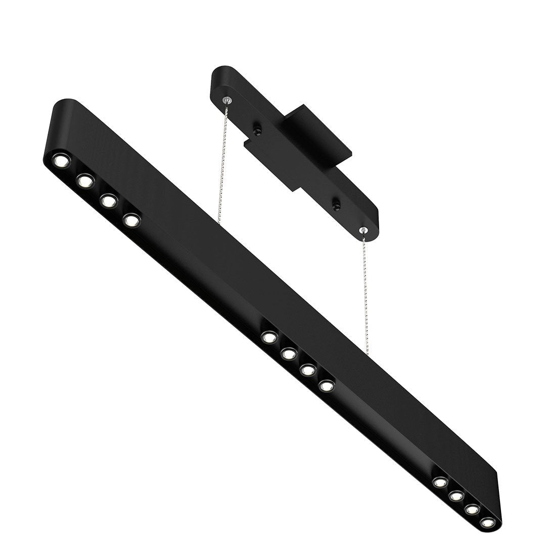 Integrated LED Linear Chandelier Light Fixture In Matte Black Body Fin