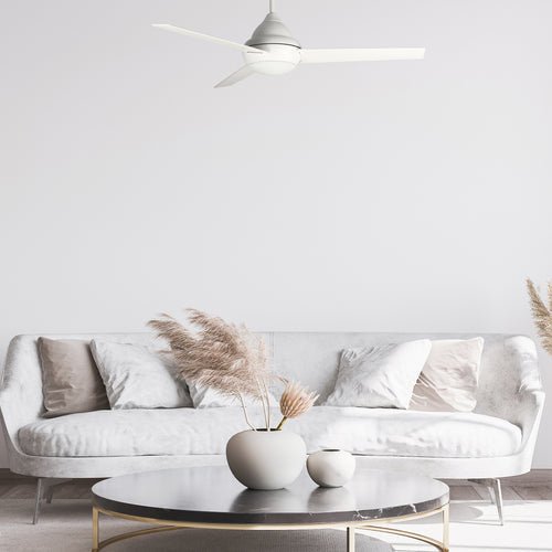 KENDRICK 52" White Ceiling Fan with 3-Blade, LED Light, Remote