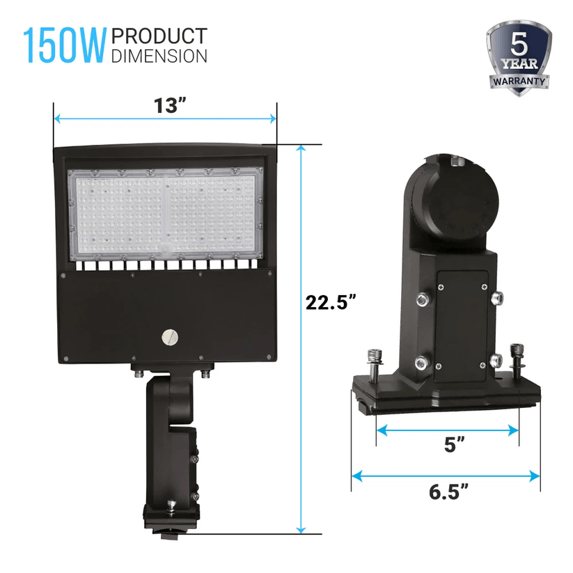 LED Pole Light 150W/120W/100W, Dusk to Dawn, 4000K, Universal Mount, Bronze