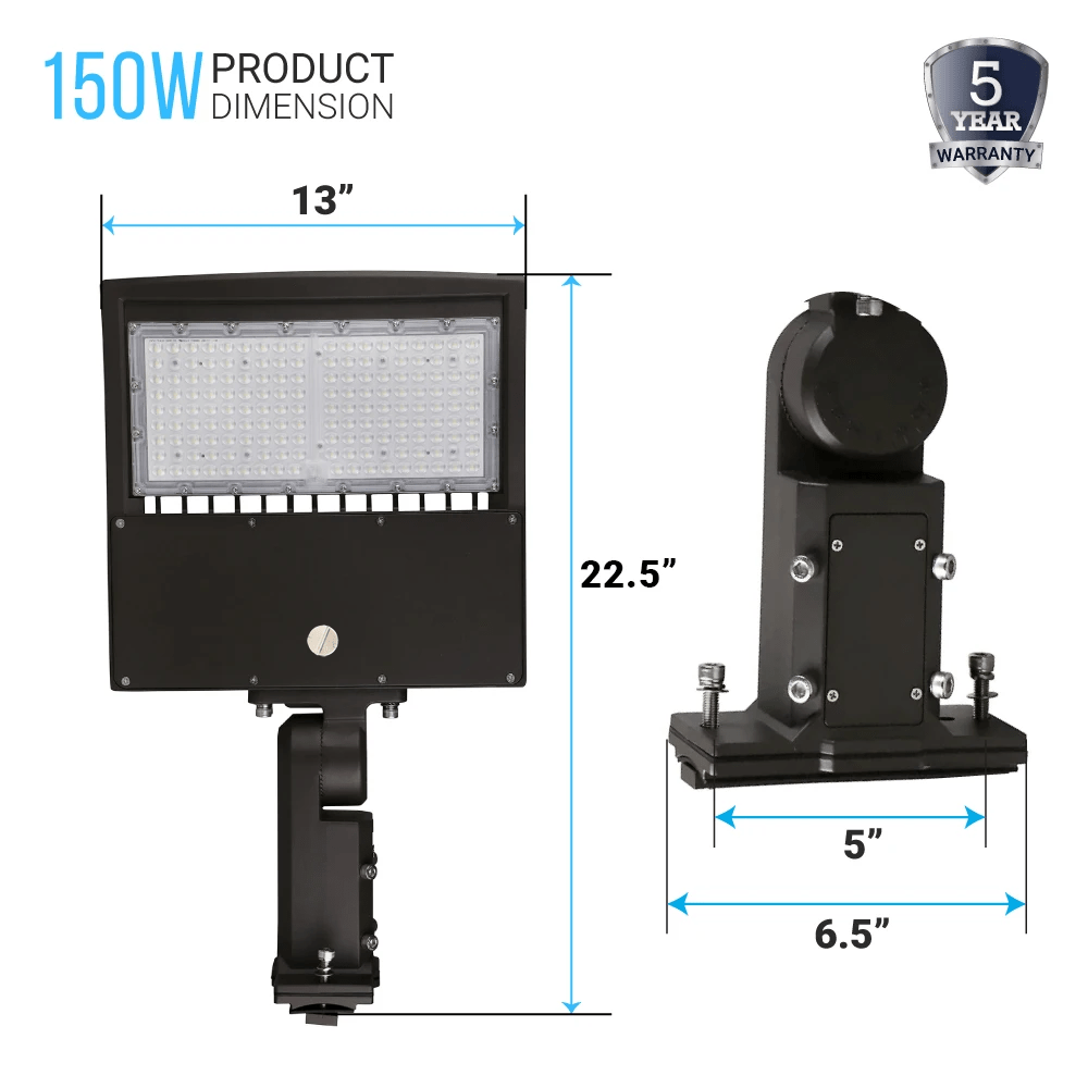 LED Pole Light 150W/120W/100W, Dusk to Dawn, 4000K, Universal Mount, Bronze
