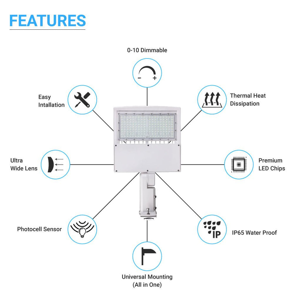 LED Pole Light 150W/120W/100W, 5700K, IP65, Universal Mount, Dusk to ...